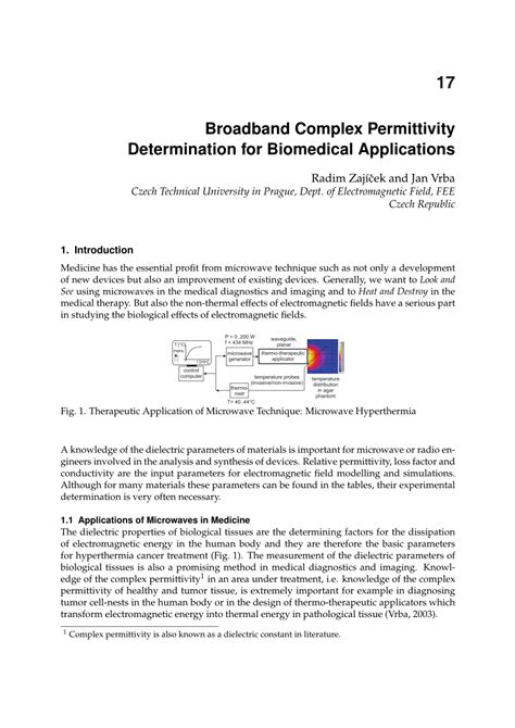 Pdf Broadband Complex Permittivity Determination For Biomedical Applications