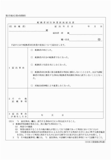 職員の配偶者同行休業に関する条例施行規則