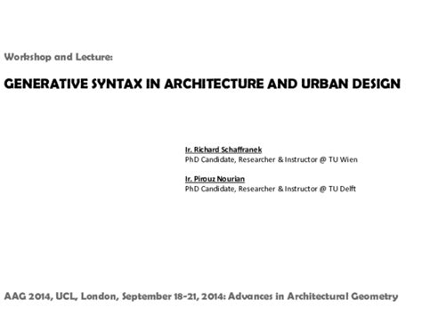 Pdf Generative Syntax In Architecture And Urban Design