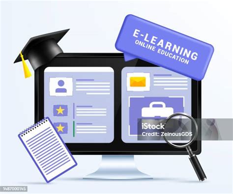 E러닝 텍스트 벡터 디자인 사회적 거리두기 온라인 수업을 위한 전자 기술 요소 고등학교에 대한 스톡 벡터 아트 및 기타 이미지 고등학교 데스크탑 컴퓨터 초등학교