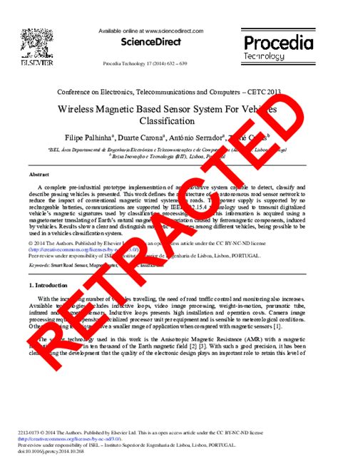 Pdf Wireless Magnetic Based Sensor System For Vehicles Classification