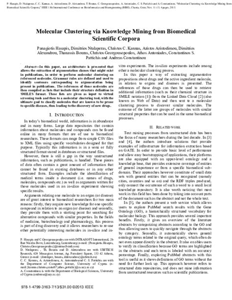 Pdf Molecular Clustering Via Knowledge Mining From Biomedical Scientific Corpora