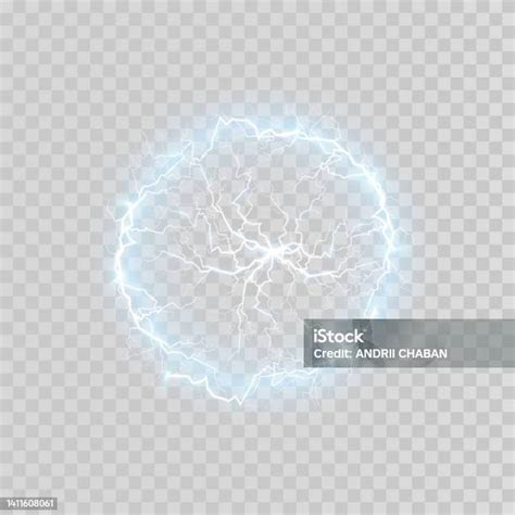 투명한 진한 파란색 배경에 공 번개 벡터 일러스트 레이 션 짙은 푸른 하늘에서 추상적 인 전기 번개가 치는 경우 가벼운 플래시 천둥 불꽃 건강관리와 의술에 대한 스톡 벡터