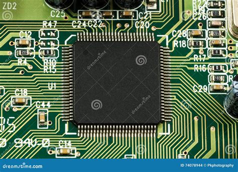 Printed Circuit Board Pcb With Ics Capacitors And Resistors Royalty Free Stock Image