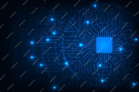 Premium Vector Vector Futuristic Microchip Cpu Circuit Board Blue