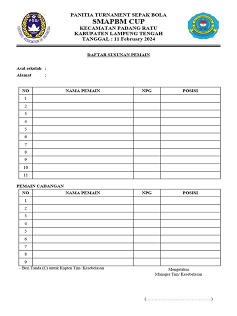 Daftar Susunan Pemain Sepak Bola Pdf Daftar Susunan Pemain Sepak Bola Pdf