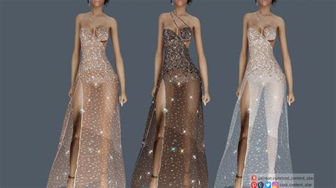 Скачать The Sims 4 Прозрачное платье с бриллиантами Одежда