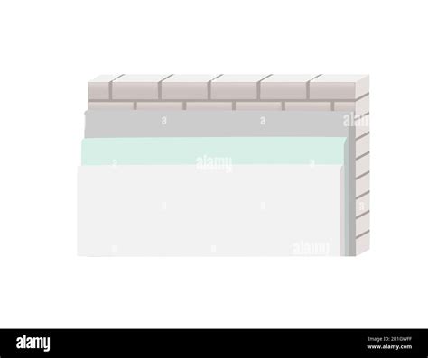 Brick Bearing Wall With Insulated Layers And Cladding Vector Illustration Isolated On White