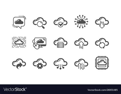 Computer Cloud Icons Hosting Computing Data Vector Image