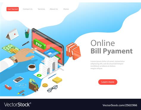 Flat Isometric Landing Page Template Royalty Free Vector