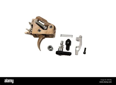 Shock Trigger For Gun Isolate On White Background Gun Trigger Repair Spare Part Stock Photo