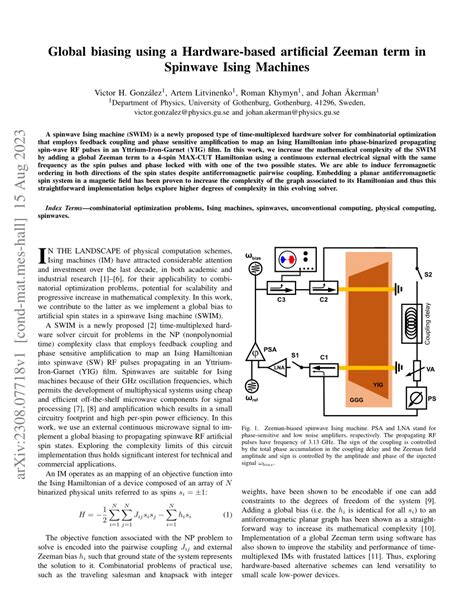 Pdf Global Biasing Using A Hardware Based Artificial Zeeman Term In Spinwave Ising Machines