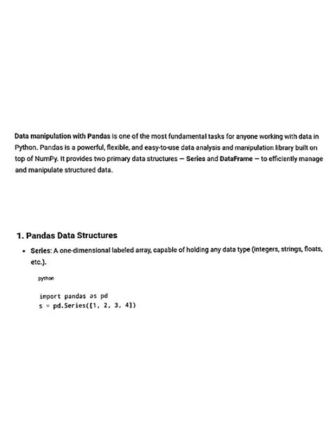 Data Manipulation With Pandas Pdf