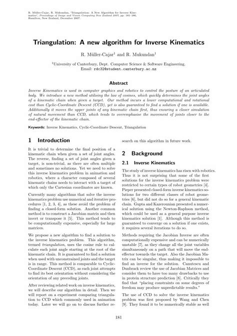 Pdf Triangulation A New Algorithm For Inverse Kinematicsdigitallibywaikatoacnz