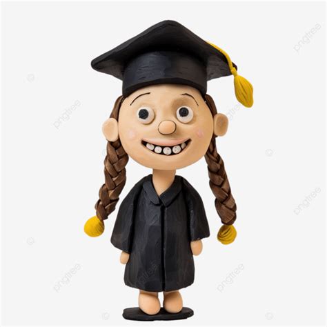 대학 졸업 모자와 가운을 입고 소금 반죽으로 만든 귀여운 소녀 학사 모자 대학 교육 Png 일러스트 및 이미지 에 대한 무료 다운로드 Pngtree