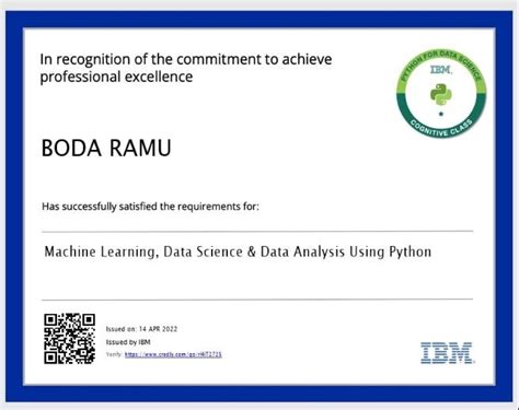 Ramu Boda On Linkedin Python Machinelearning Datascience Certification
