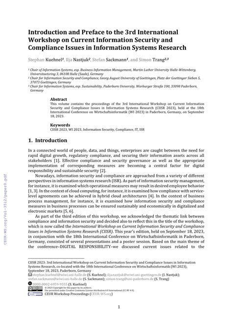 Pdf Introduction And Preface To The 3rd International Workshop On Current Information Security
