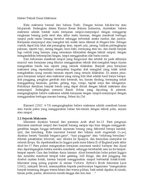 Materi Teknik Dasar Makrame Pdf