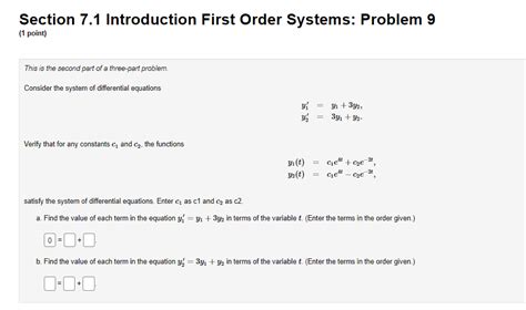 Solved Section 71 Introduction First Order Systems Problem