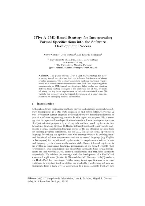 Pdf Jfly A Jml Based Strategy For Incorporating Formal Specifications Into The Software