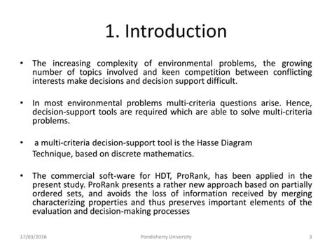 A Multi Criteria Evaluation Of Environmental Databases Using Hasse Ppt