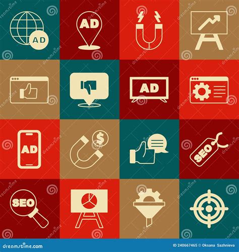 Set Target Seo Optimization Browser Setting Magnet Dislike Speech Bubble Customer Product