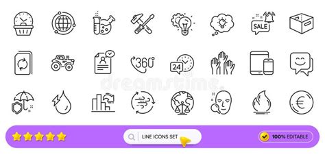 Hydroelectricity Face Search And Smile Face Line Icons For Web App
