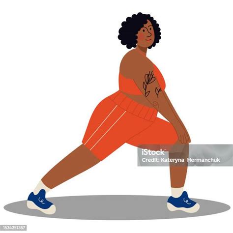 행복한 피트니스 플러스 사이즈 여성 행복한 몸 긍정적인 개념 다른 것이 아름답습니다 매력적인 과체중 여성 건강한 생활방식에 대한 스톡 벡터 아트 및 기타 이미지 Istock