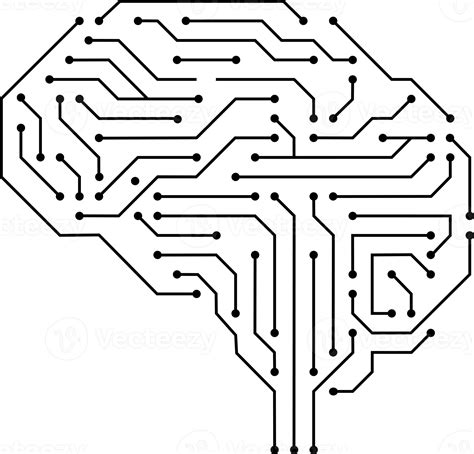 Brain In Futuristic Artificial Intelligence Design Theme Printed Circuit Board Outline