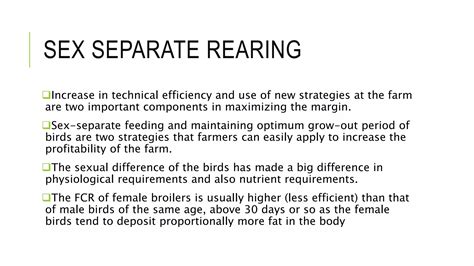 Sex Seperate Rearing Of Birds Ppt