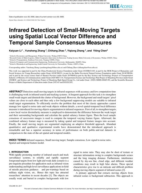 Pdf Infrared Detection Of Small Moving Targets Using Spatial Local