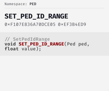 SetPedIdRange FiveM Natives Cfx Re Docs