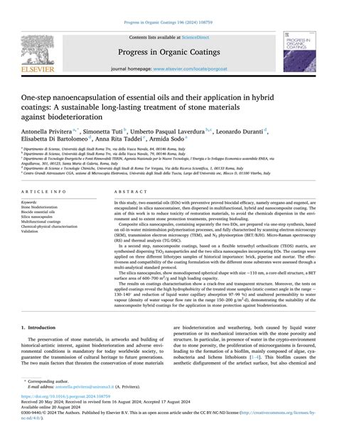 Pdf One Step Nanoencapsulation Of Essential Oils And Their