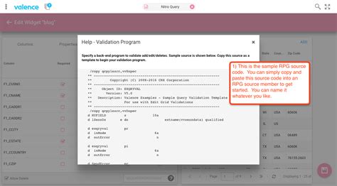 Using A Validation Program With Nitro Querys Edit Grid Widget Cnx Corp