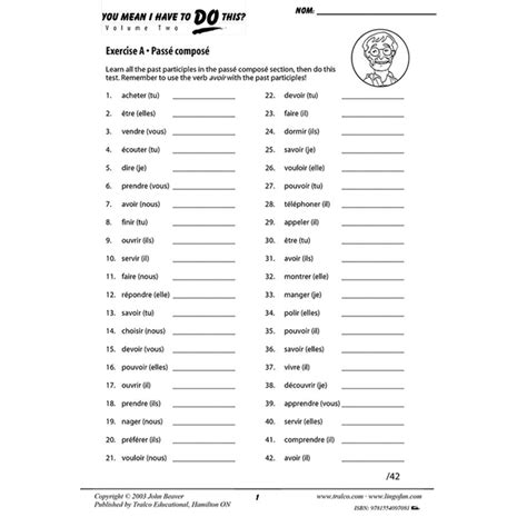 Passe Compose Worksheets Passé Composé Worksheets French Grammar