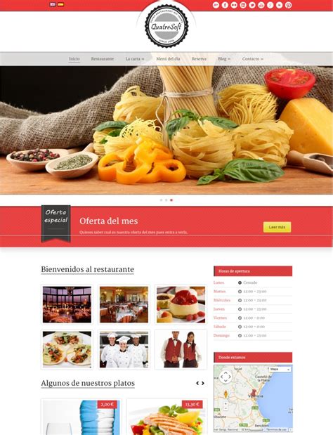plantilla de página web dinámica para restaurantes