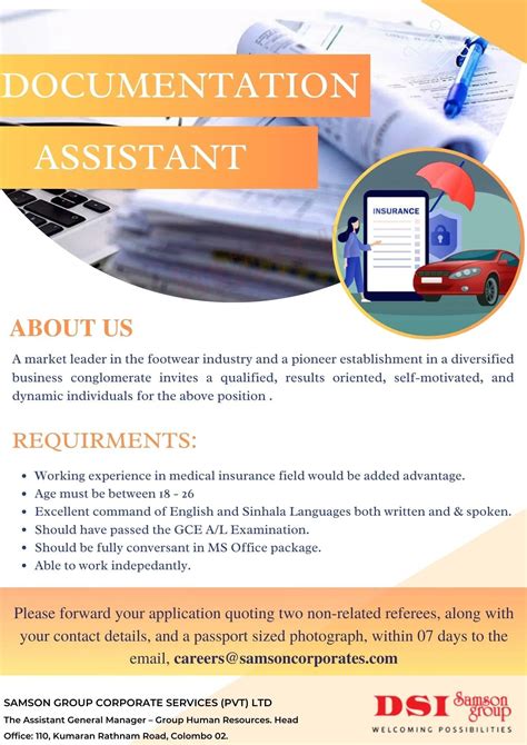 Documentation Assistant Dsi Samson Group Job Vacancies Apply Jobz Wire