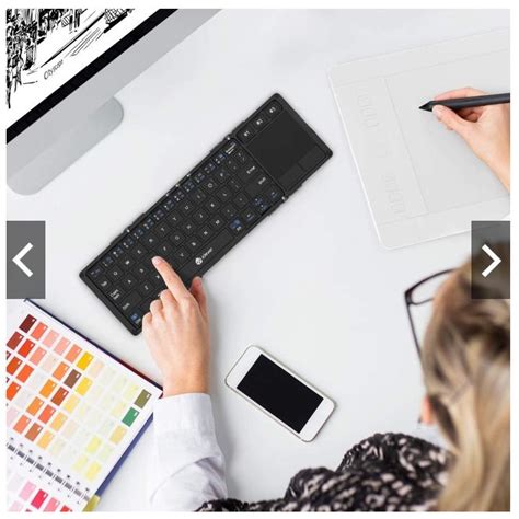 Iclever Bk08 Tri Folding Wireless Keyboard Grey With Touchpad Stand Foldable Aluminum Body