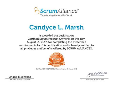 Candyce Marsh On Linkedin Received My Cspo Certified Scrum Product