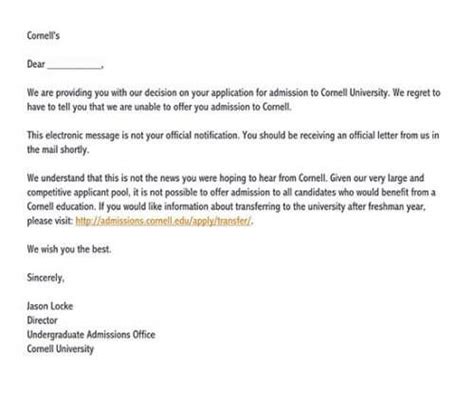 College Rejection Letter Samples How To Write Format