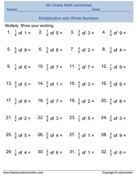 Free Printable Worksheets For 4th Grade 4th Grade Math Worksheets