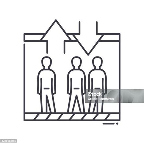 그룹 리프트 아이콘 선형 격리 된 그림 얇은 선 벡터 웹 디자인 기호 흰색 배경에 편집 가능한 스트로크와 개요 개념 기호 가정의 방에 대한 스톡 벡터 아트 및 기타 이미지