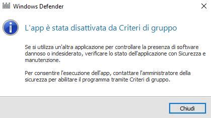 Windows Defender Disattivato Da Criteri Di Gruppo Microsoft Community