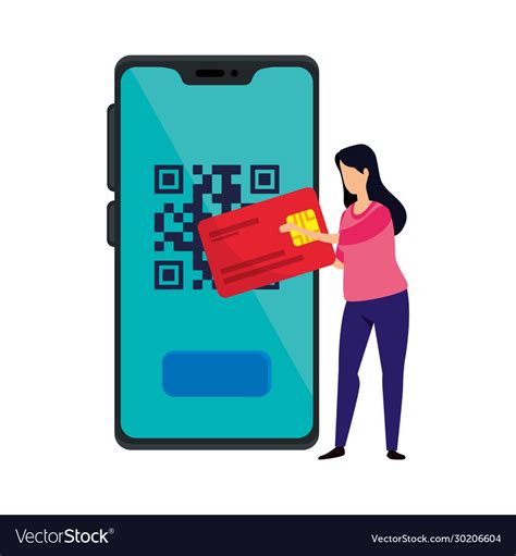 Woman And Smartphone Device With Scan Code Qr Vector Image