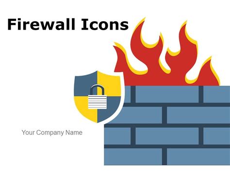 Firewall Icons Circular Bricks Protection Shield Internet World Powerpoint Slide Template