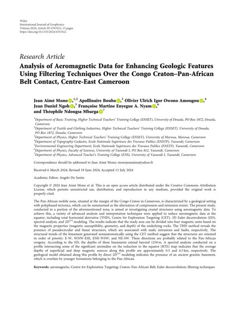 Pdf Analysis Of Aeromagnetic Data For Enhancing Geologic Features Using Filtering Techniques