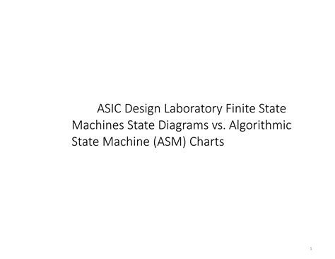 Asic Design Laboratory Finite State Machines State Diagrams Vs