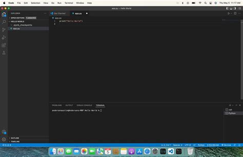 Lesson 5 Your First Python Program Username Showing In Terminal Python Code With Mosh Forum