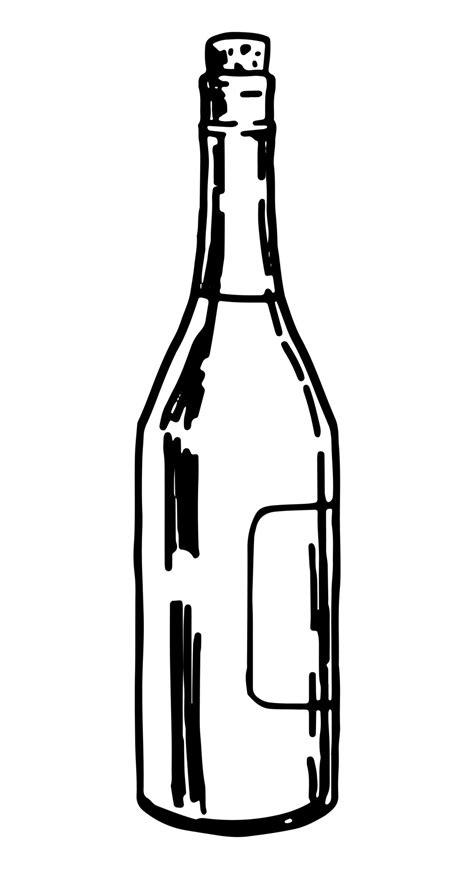Doodle Of Wine Bottle Outline Drawing Of Alcohol Beverage Hand Drawn Vector Illustration