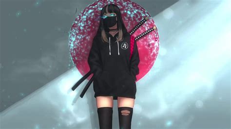 Girl Katana Landscape Sky